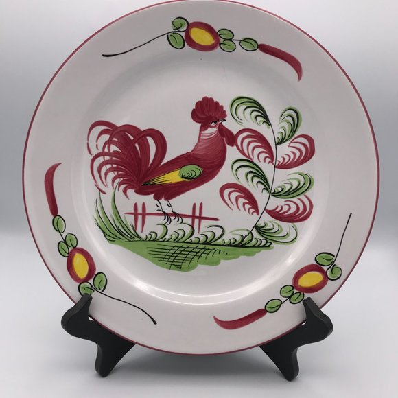 Kitchen | French Faience Dinner Plate Green Red Rooster Vintage 19th ...